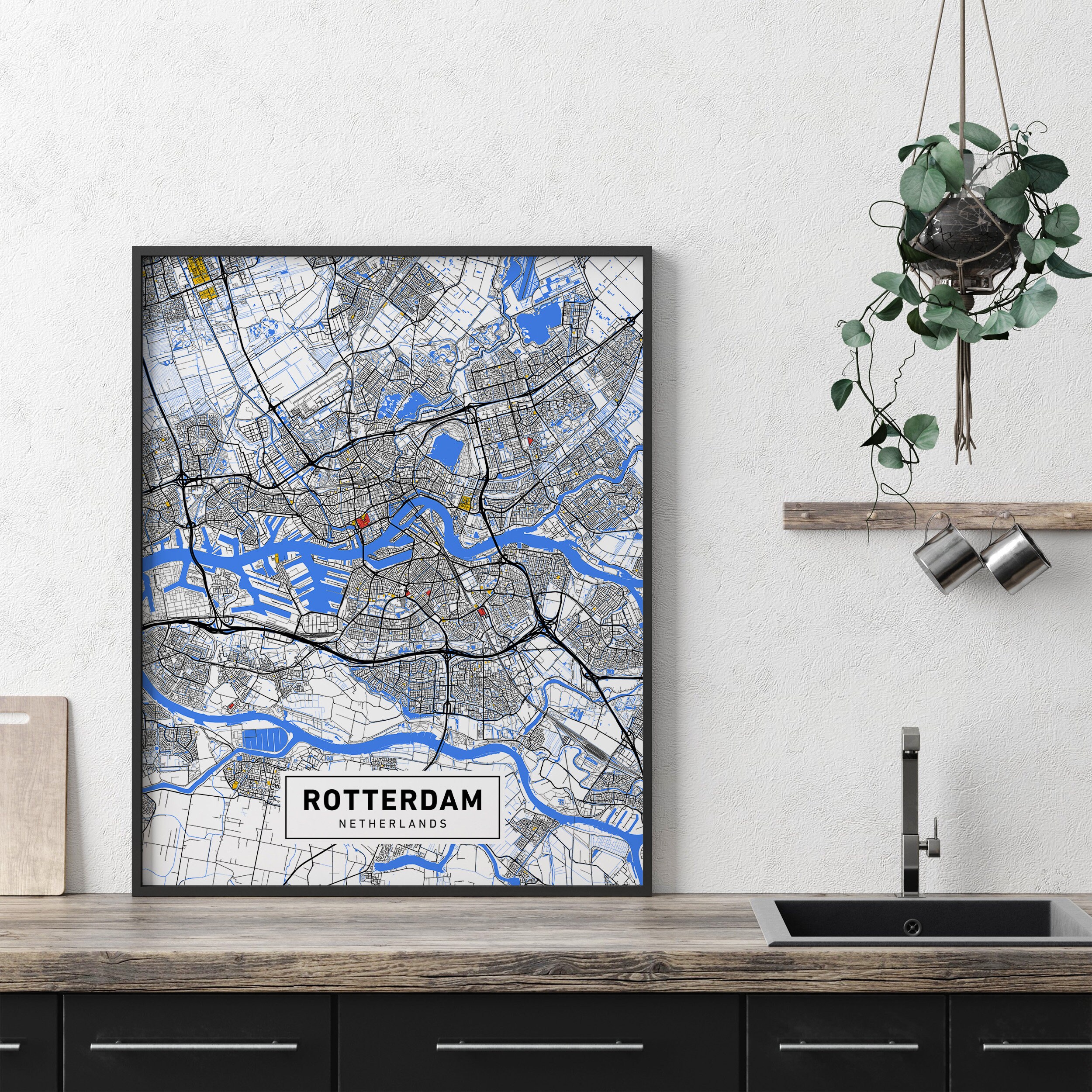 Rotterdam Map Rotterdam Netherlands Map Rotterdam Print - Etsy