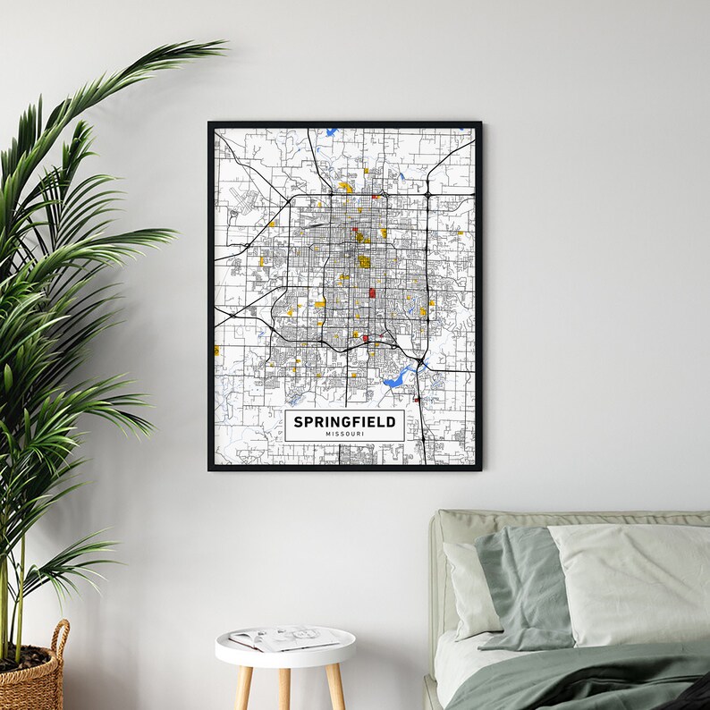 Springfield Map Springfield Missouri Map Springfield Print - Etsy