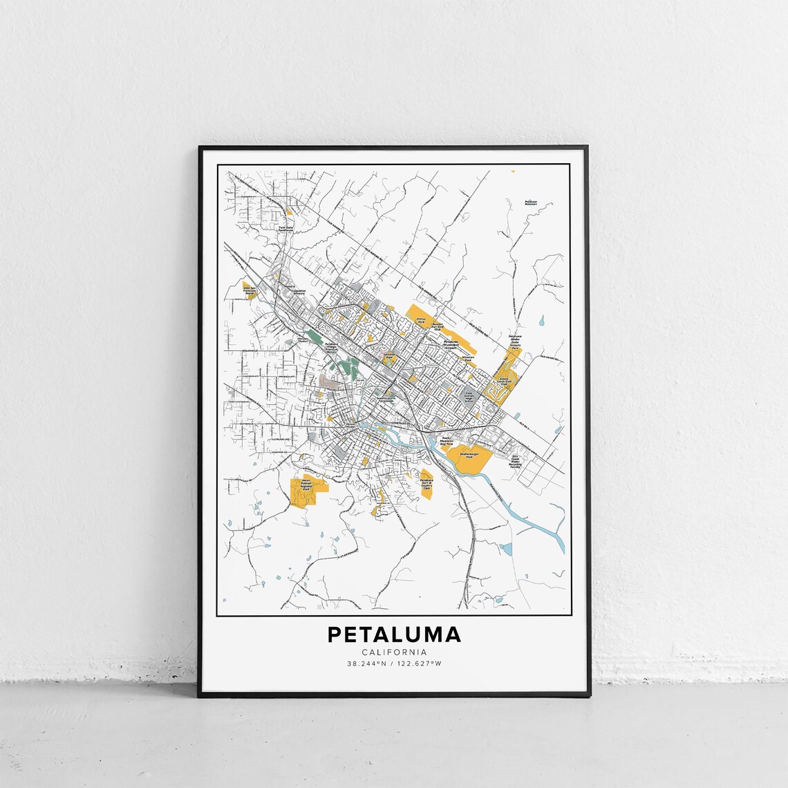 Petaluma Map Print, Street Names Petaluma Print, Printable Map of ...