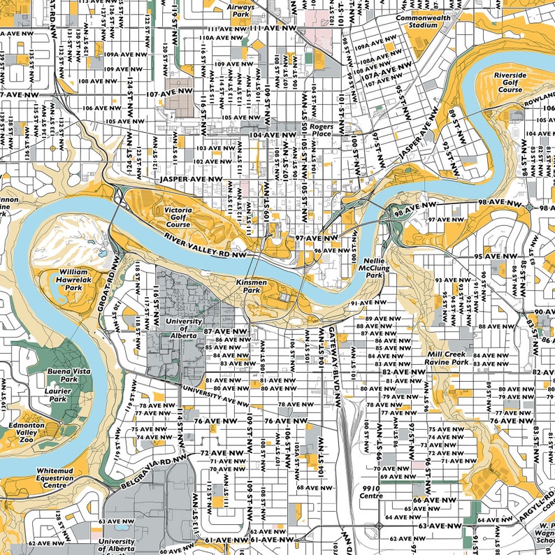 Edmonton Map Print, Street Names Edmonton Print, Printable Map of ...