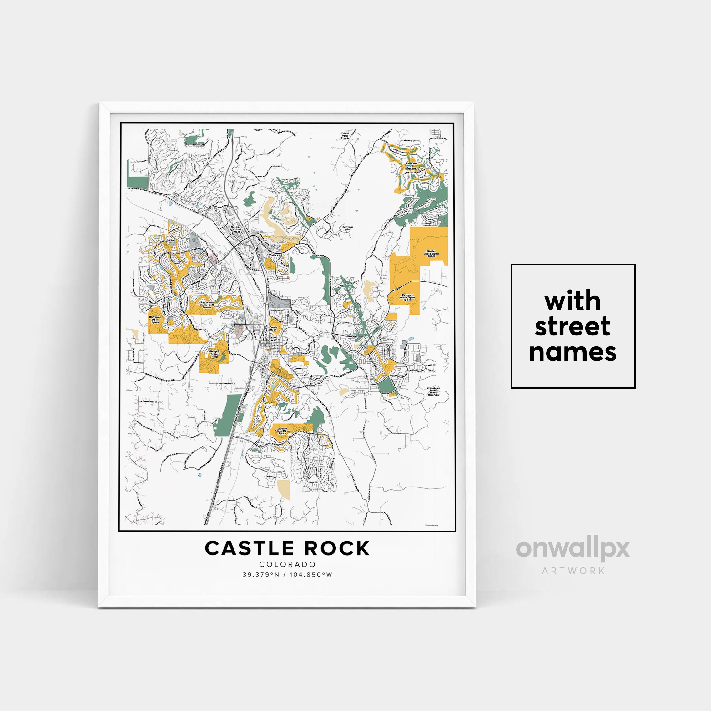 Castle Rock Map Print Street Names Castle Rock Print Map of - Etsy