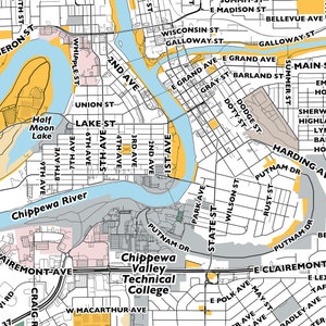 Eau Claire Map Print, Street Names Eau Claire Print, Map of Eau Claire ...