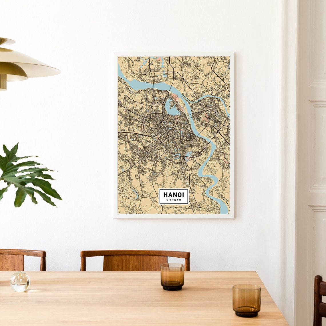 Hanoi Map, Hanoi Vietnam Map, Hanoi Print, Hanoi Poster Wall Art, Map ...