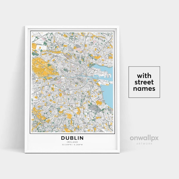 Dublin City Print, Street Map Art - Etsy