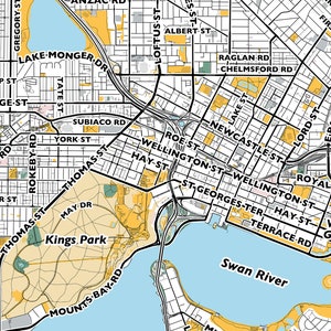 Perth Map Print, Street Names Perth Print, Printable Map of Perth, City ...