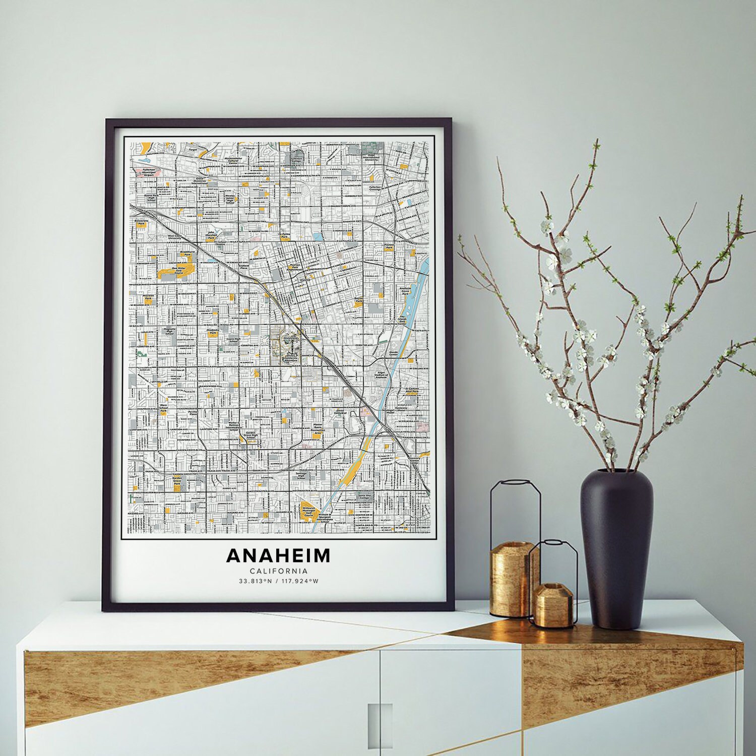 Anaheim Map Print, Street Names Anaheim Print, Printable Map of Anaheim ...