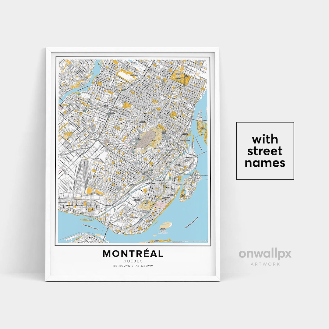 Montreal Map Print, Street Names Montreal Print, Printable Map of ...