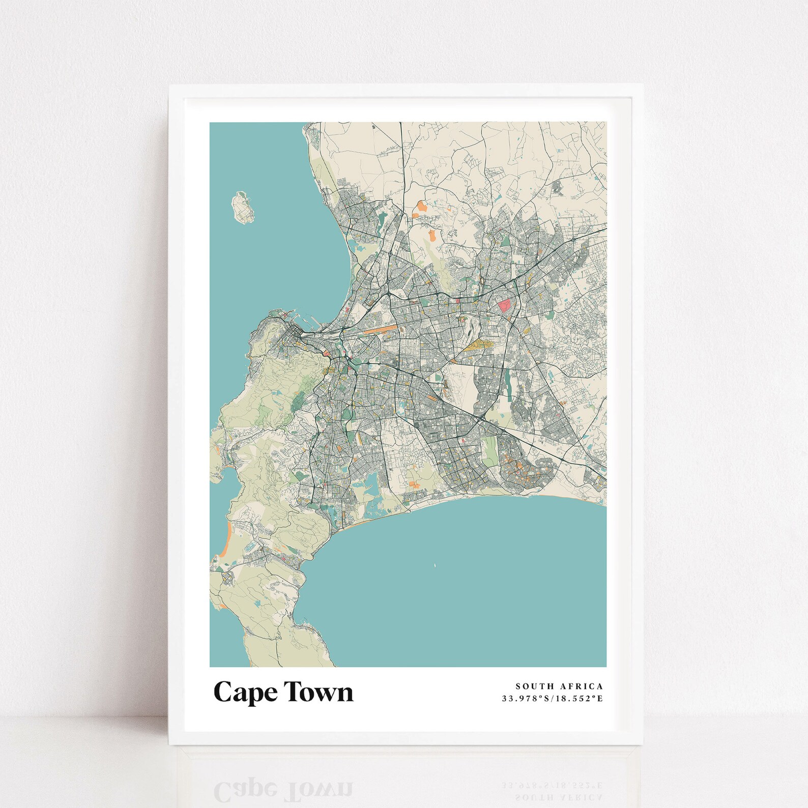 Cape Town Map Poster Retro Cape Town Map Decor Vintage Cape | Etsy