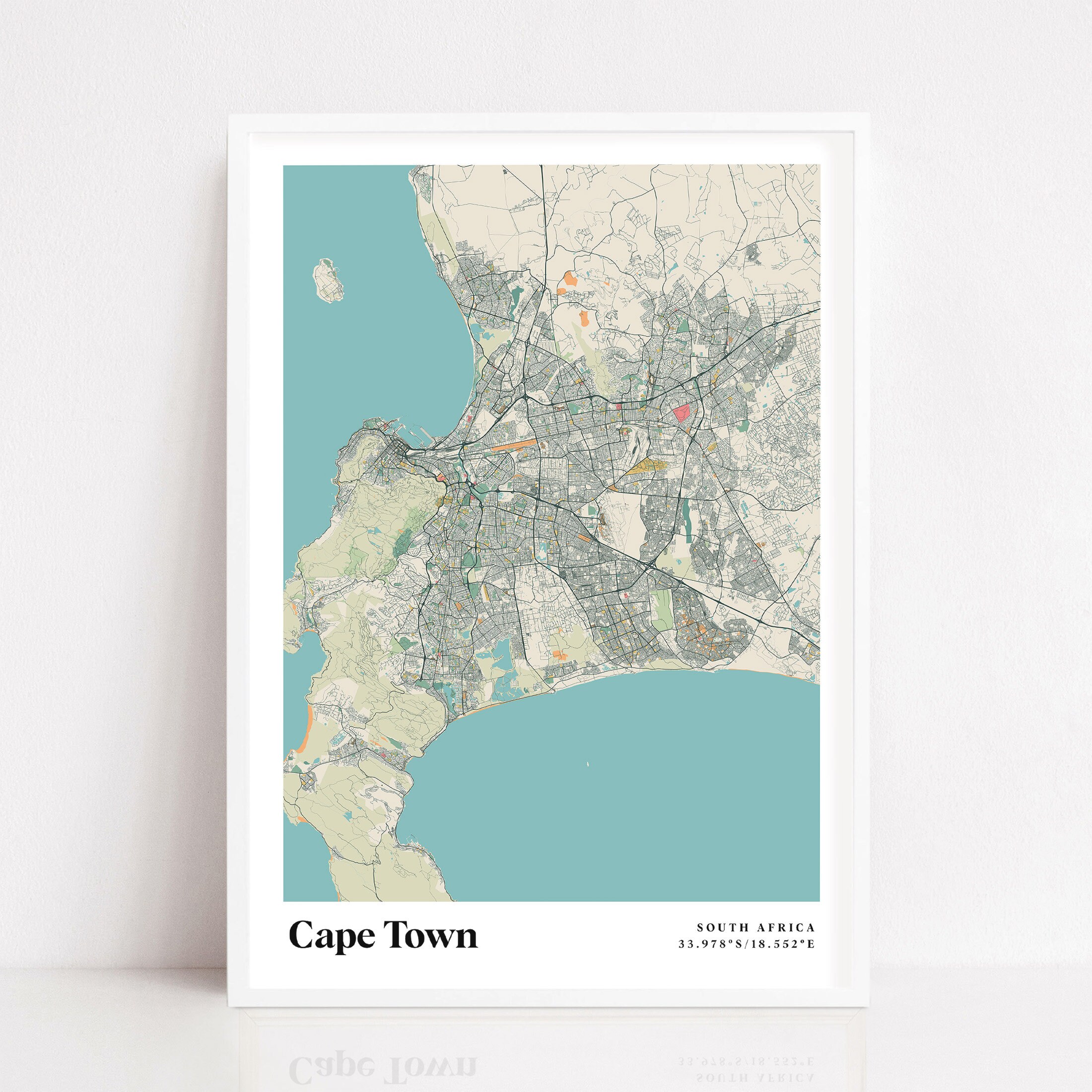 Cape Town Map Poster Retro Cape Town Map Decor Vintage Cape - Etsy