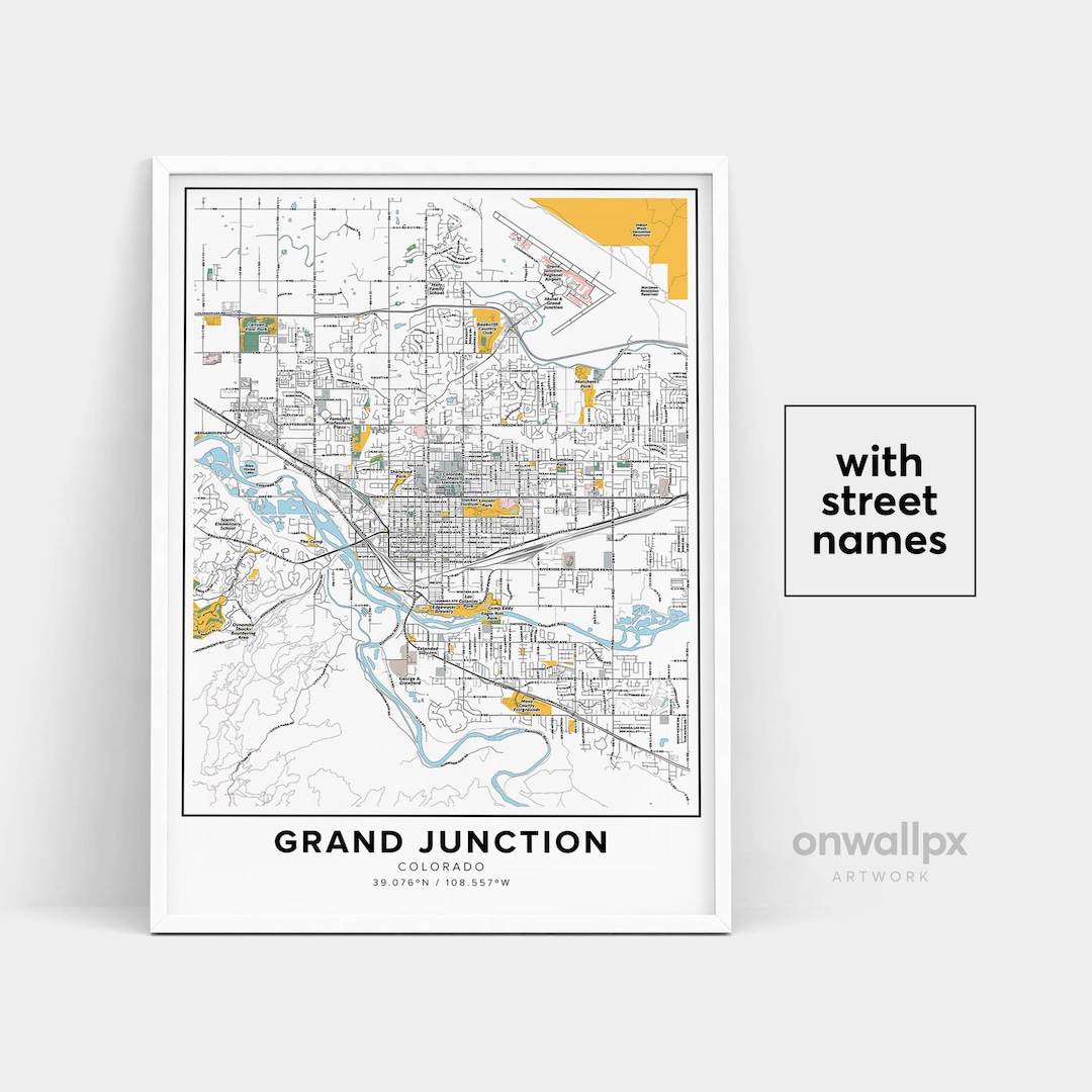 Grand Junction Map Print, Street Names Grand Junction Print, Map of ...