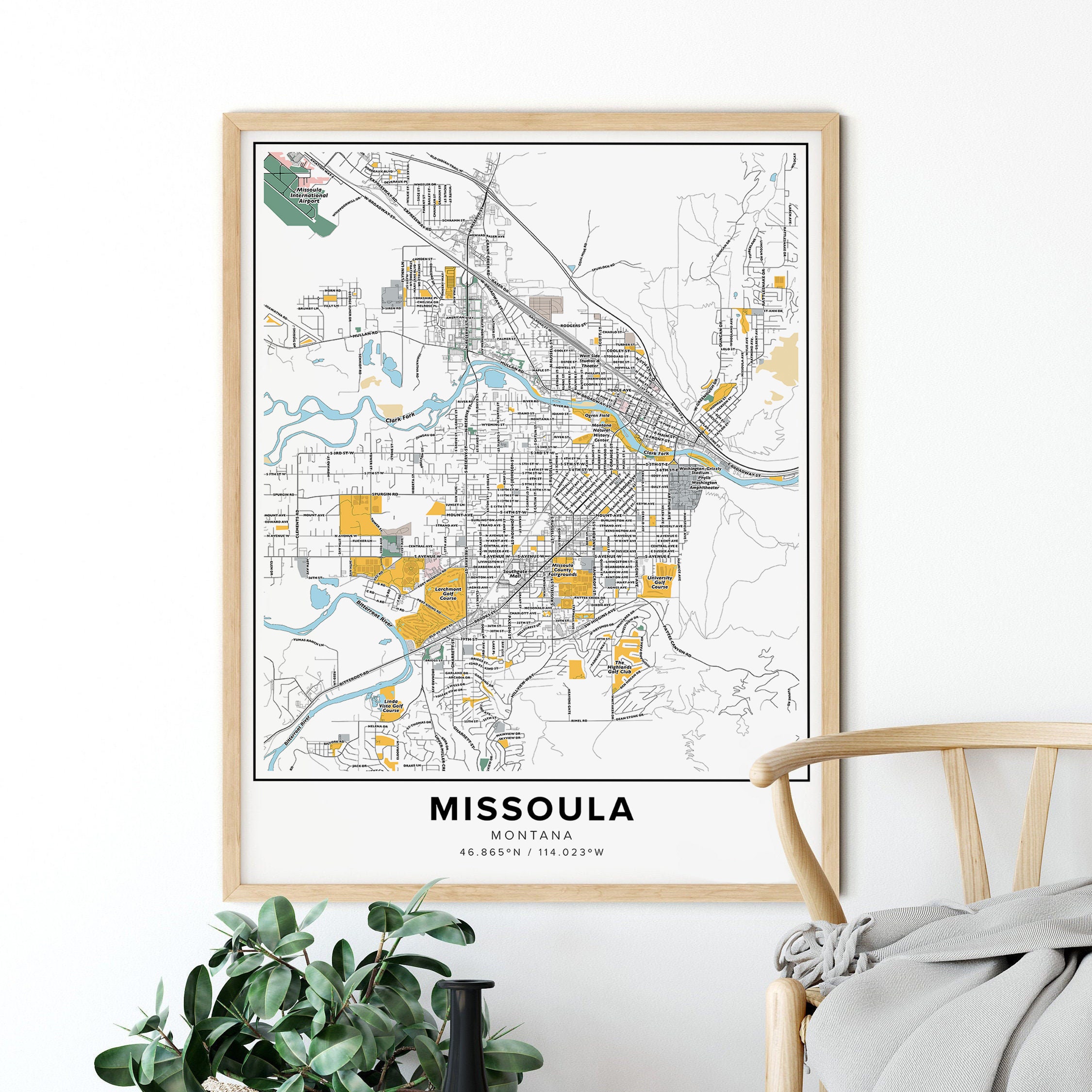 Missoula Map Print, Street Names Missoula Print, Printable Map of ...