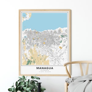 Managua Map Print, Street Names Managua Print, Printable Map of Managua ...