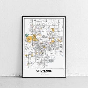 Cheyenne Map Print, Street Names Cheyenne Print, Printable Map of ...