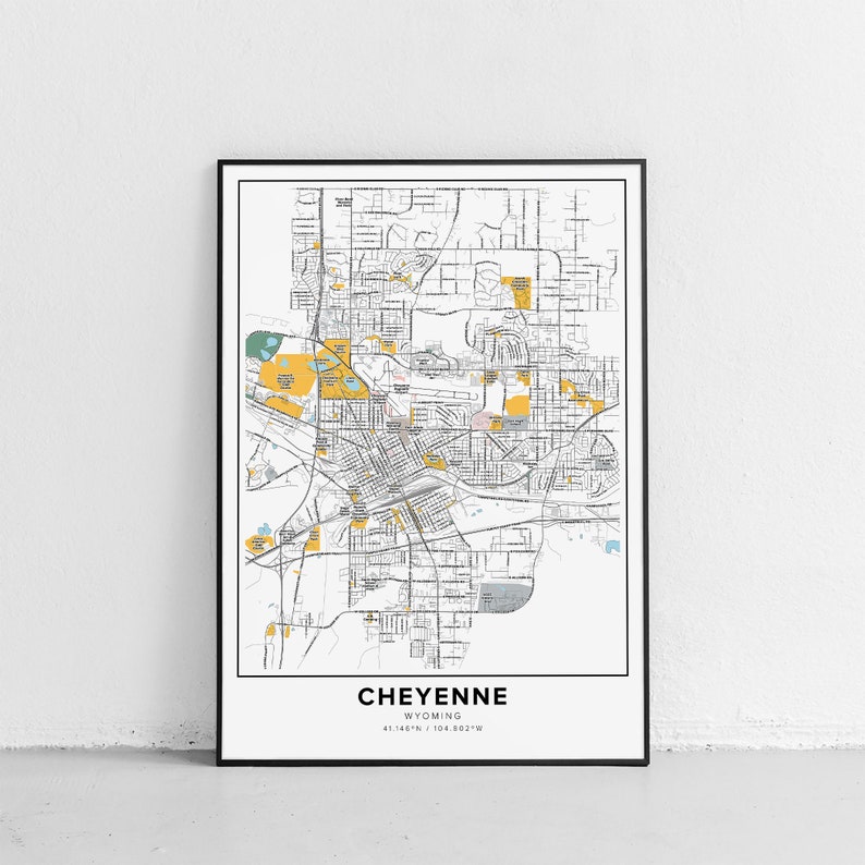 Cheyenne Map Print Street Names Cheyenne Print Printable Map - Etsy