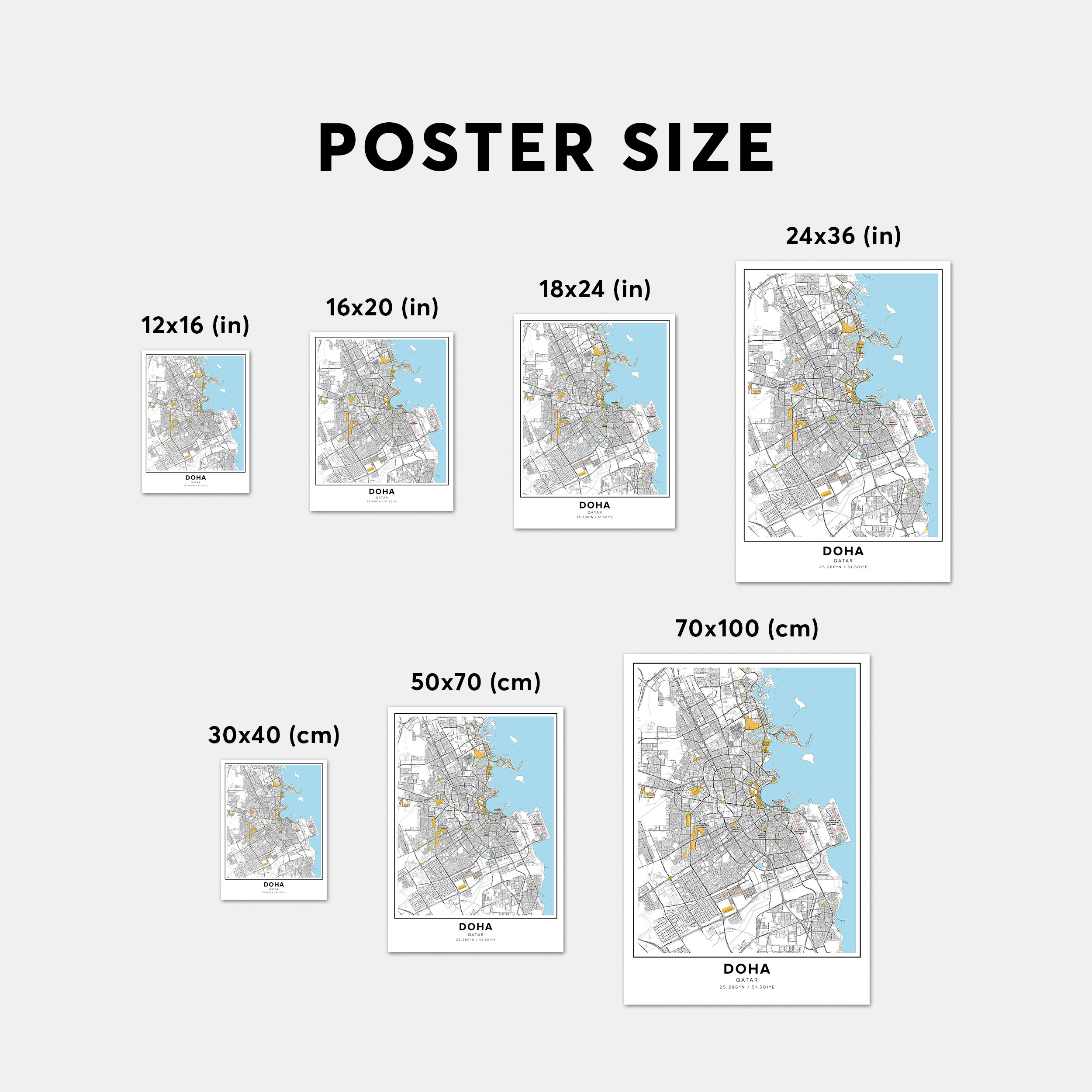 Doha Map Print Street Names Doha Print Printable Map of - Etsy