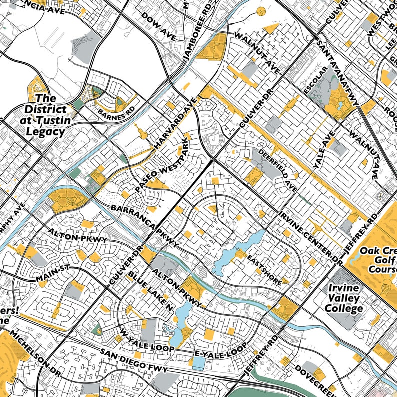 Irvine Map Print, Street Names Irvine Print, Printable Map of Irvine ...