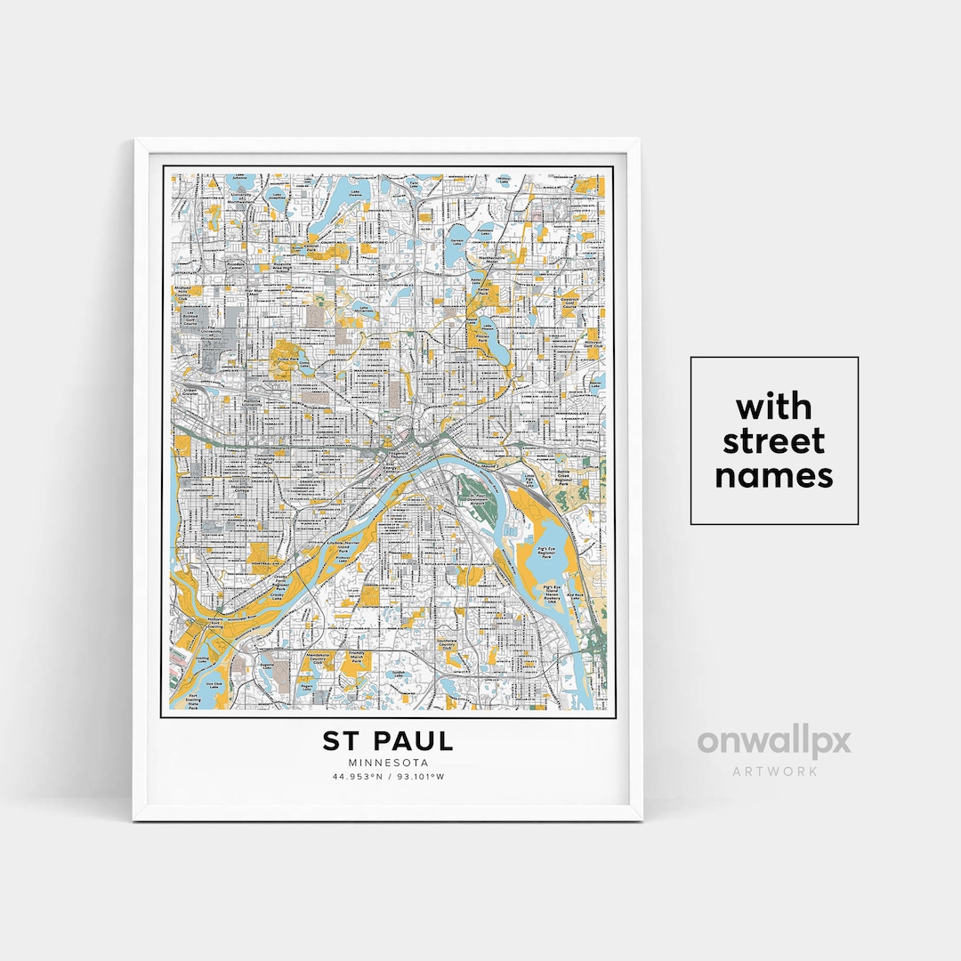 St Paul Map Print, Street Names St Paul Print, Printable Map of St Paul ...