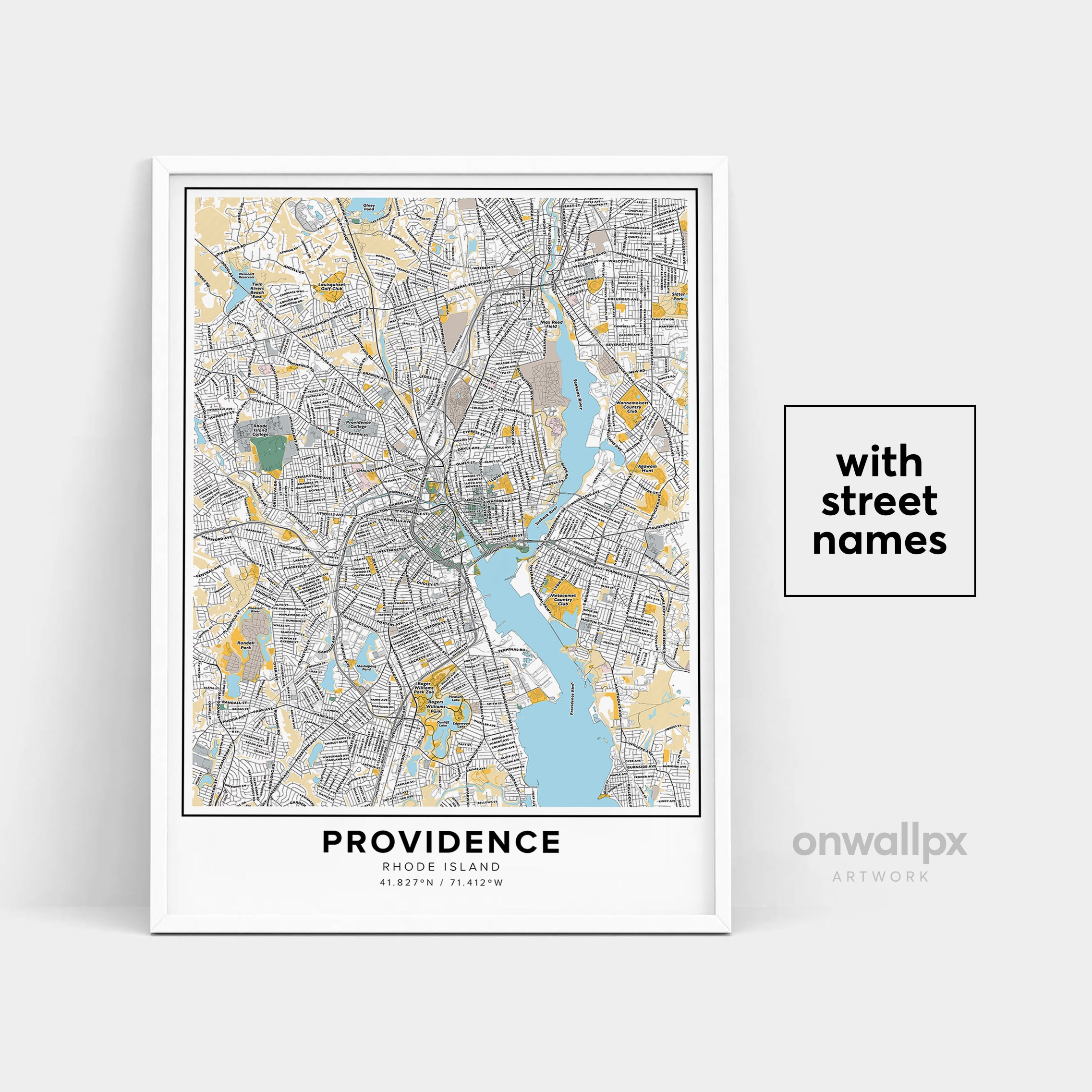 Providence Map Print, Street Names Providence Print, Map of Providence ...