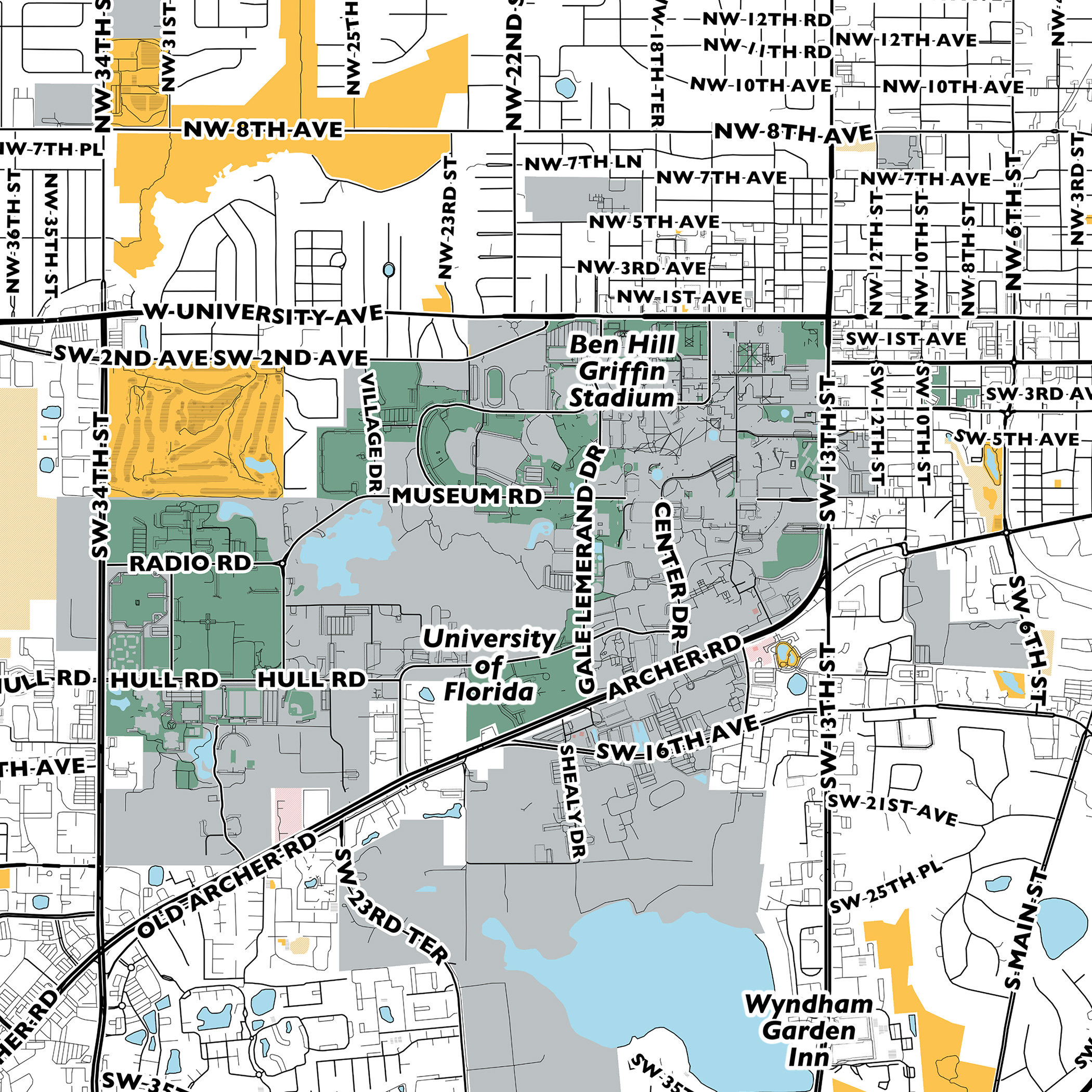 Gainesville Map Print Street Names Gainesville Print - Etsy