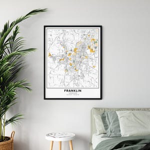 Franklin Map Print, Street Names Franklin Print, Printable Map of ...