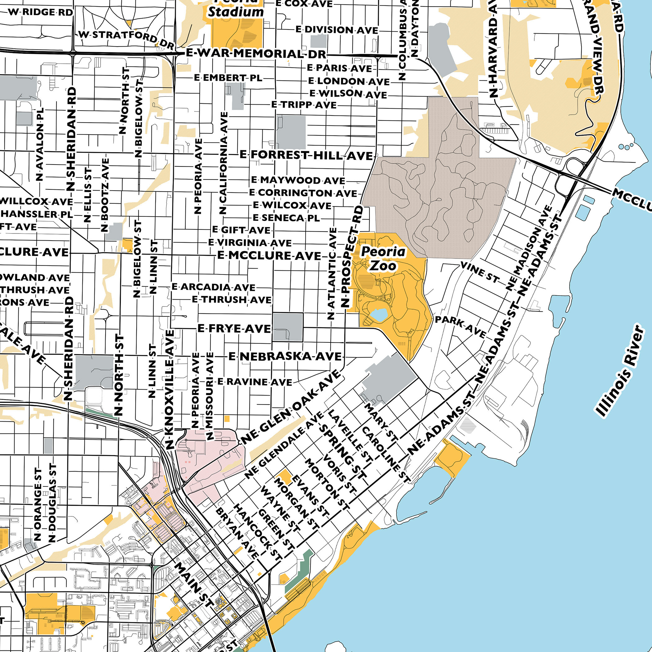 Peoria Map Print Street Names Peoria Print Printable Map of - Etsy