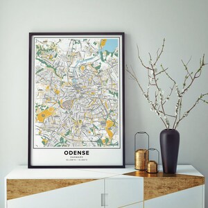 Odense Map Print, Street Names Odense Print, Printable Map of Odense ...