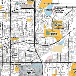 Boulder Map Print, Street Names Boulder Print, Printable Map of Boulder ...