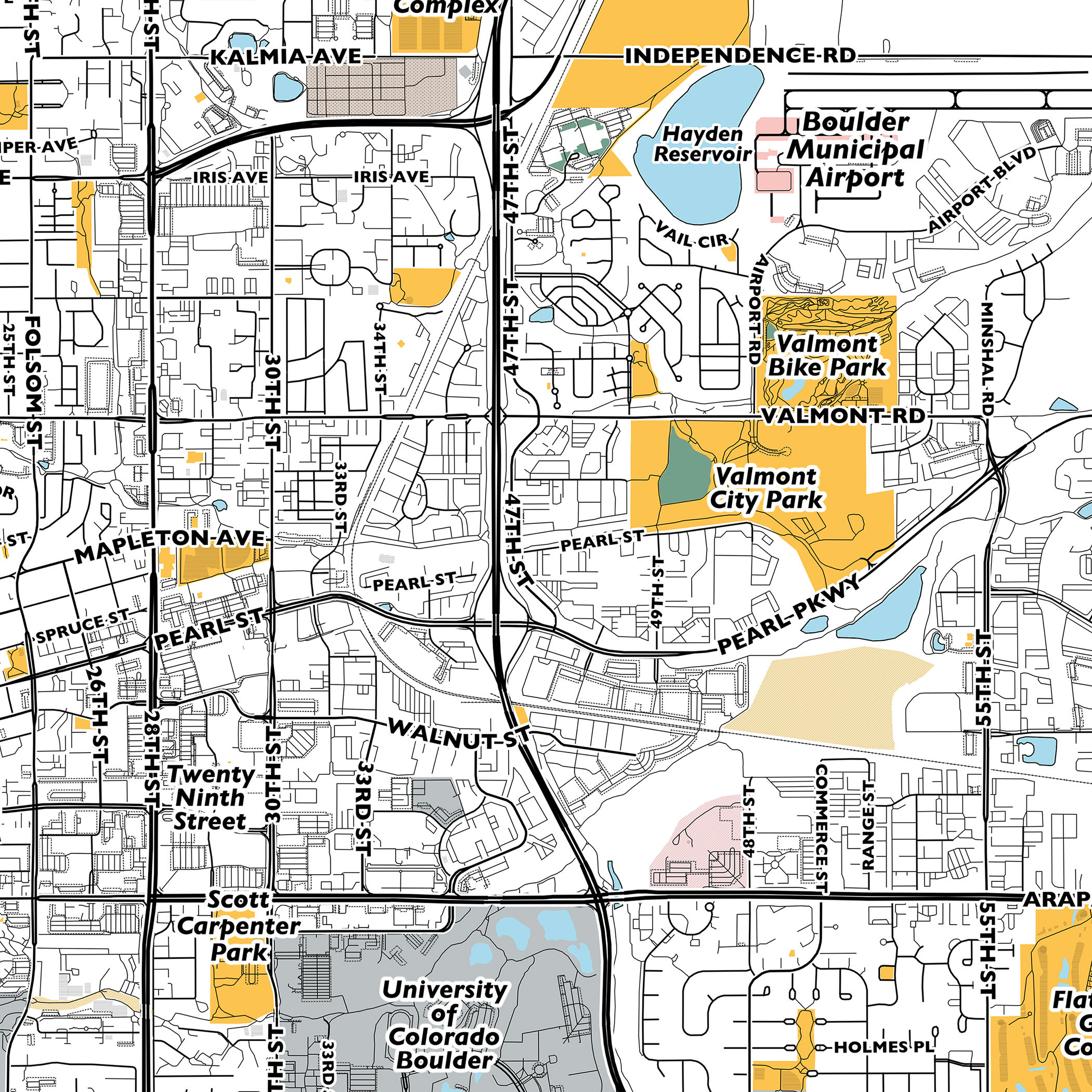 Boulder Map Print Street Names Boulder Print Printable Map - Etsy