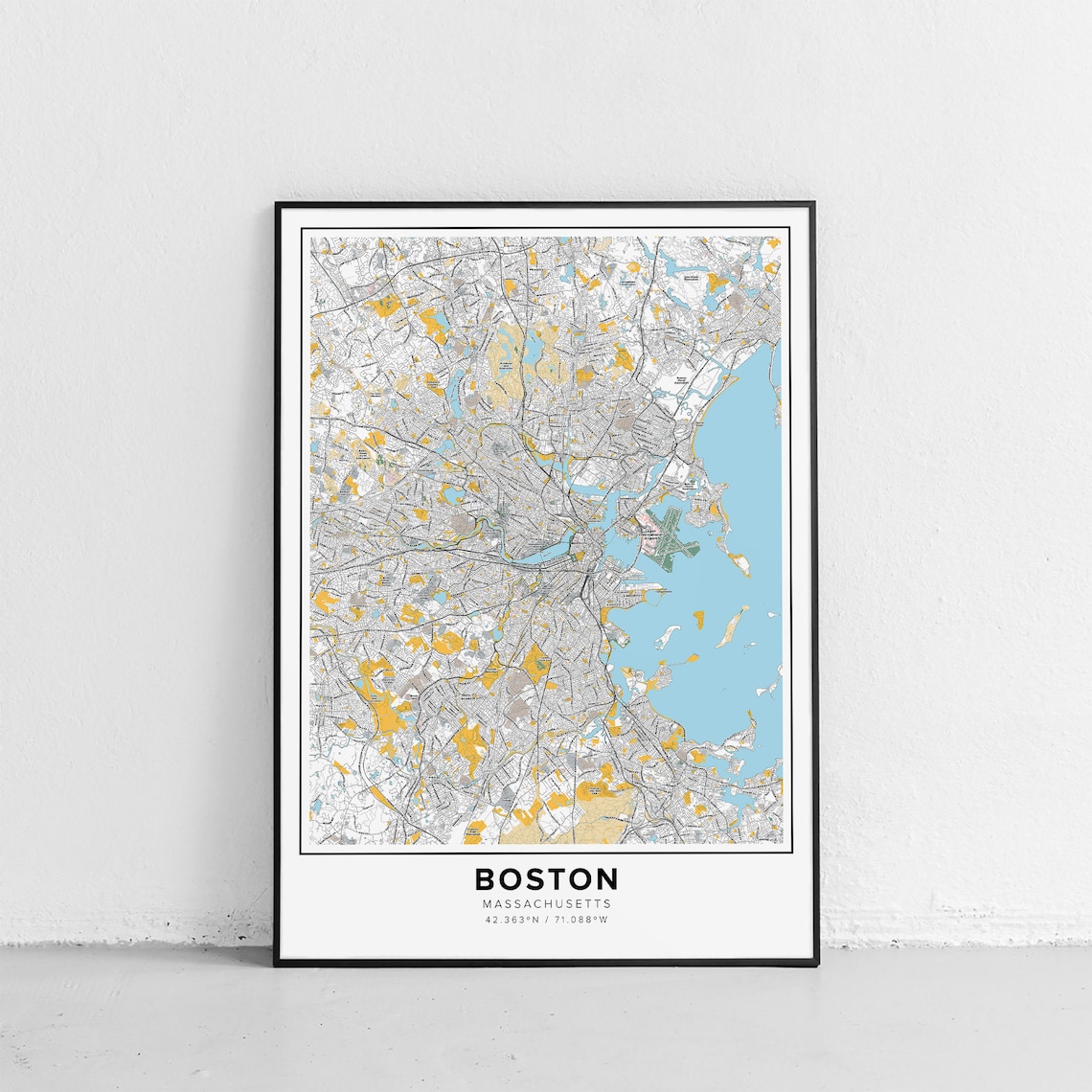 Boston Map Print Street Names Boston Print Printable Map of - Etsy
