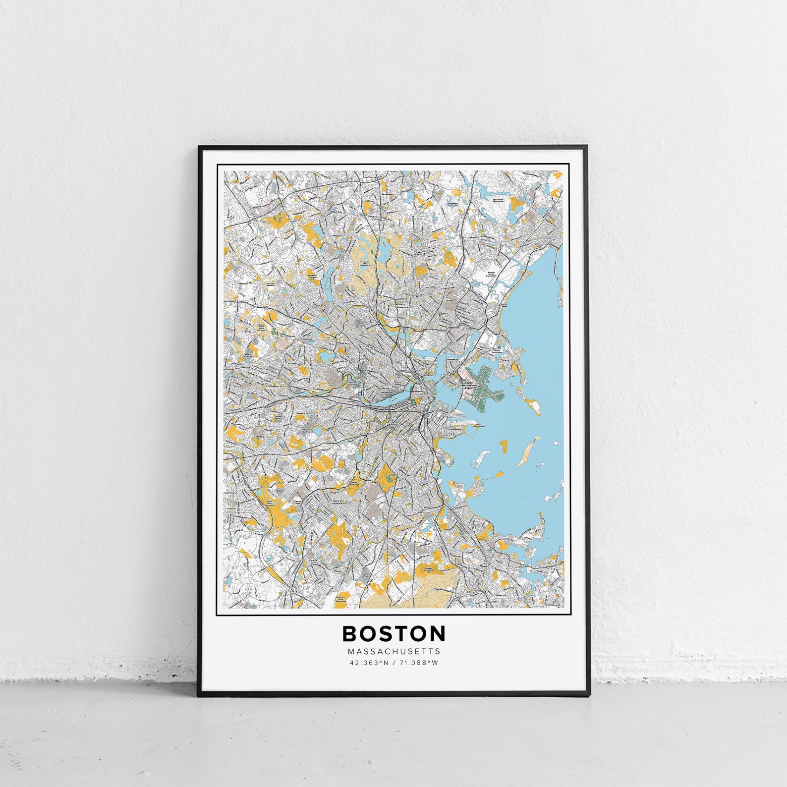 Boston Map Print, Street Names Boston Print, Printable Map of Boston ...