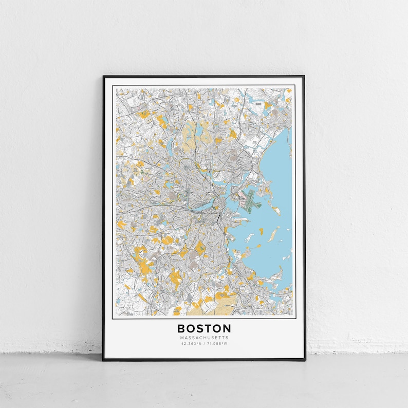 Boston Map Print, Street Names Boston Print, Printable Map of Boston ...