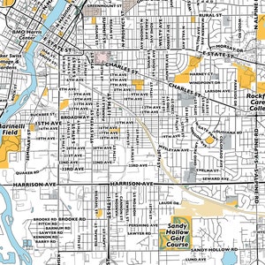 Rockford Map Print, Street Names Rockford Print, Printable Map of ...