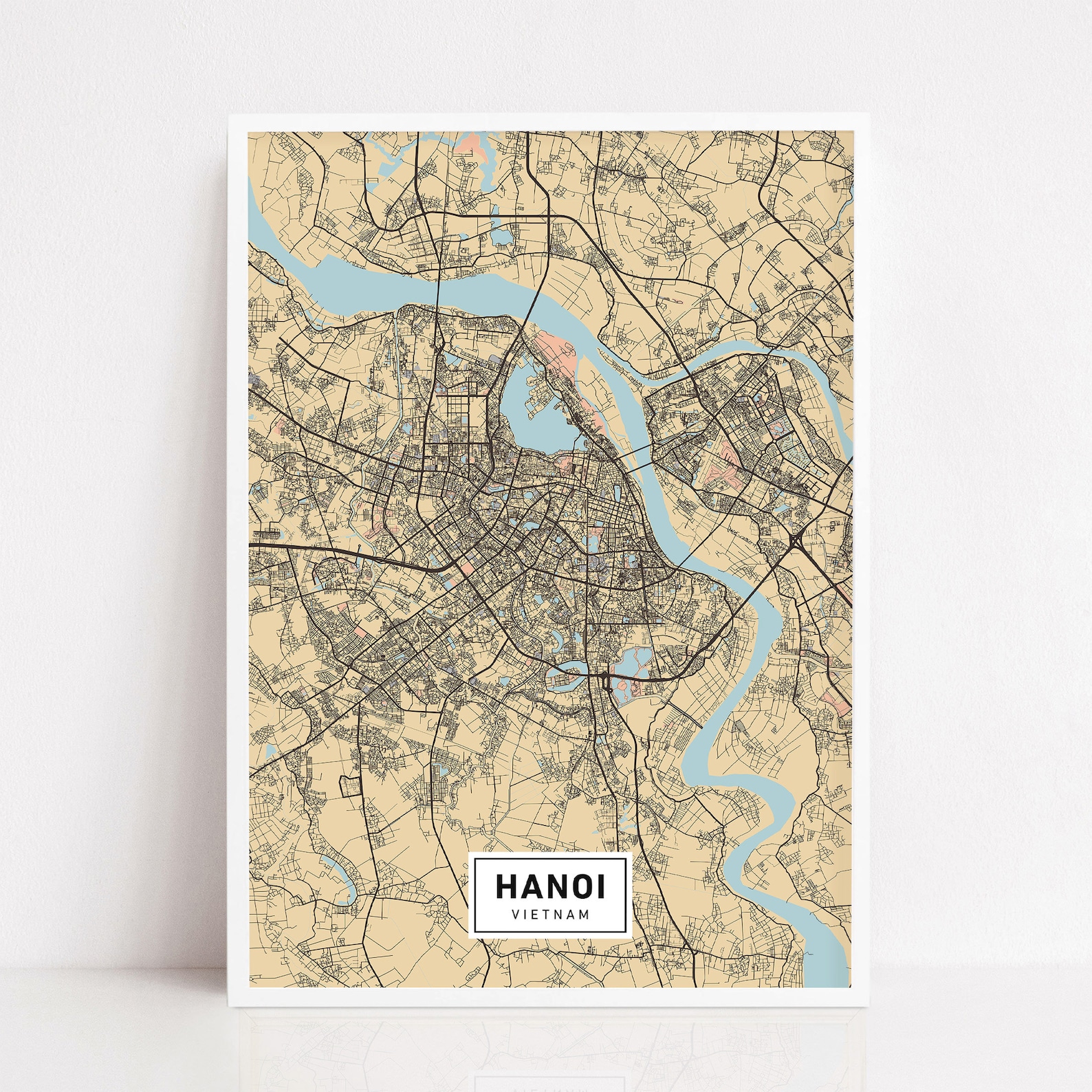 Hanoi Map, Hanoi Vietnam Map, Hanoi Print, Hanoi Poster Wall Art, Map ...