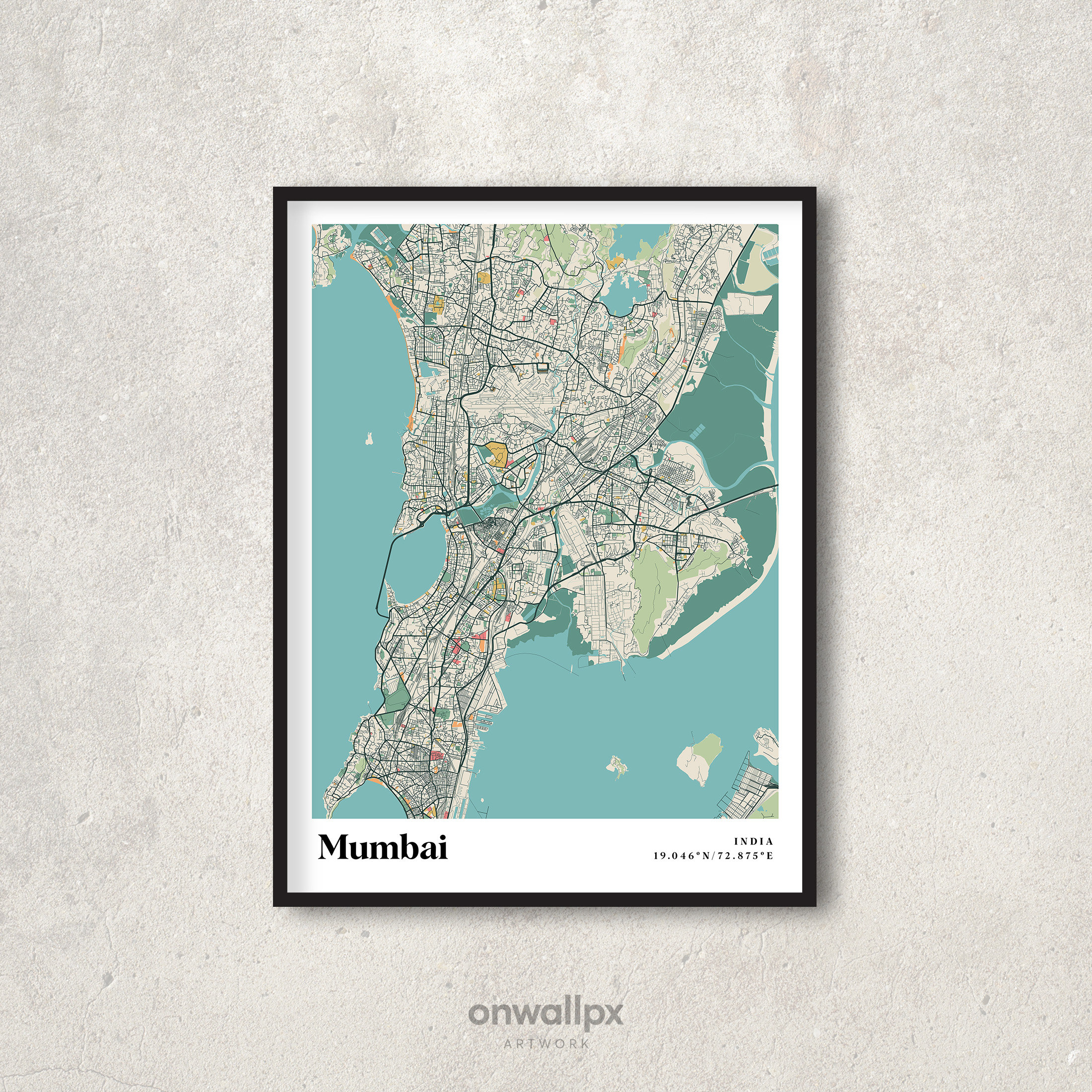 Mumbai Map Poster, Retro Mumbai Map Decor, Vintage Mumbai Gift Wall Art ...