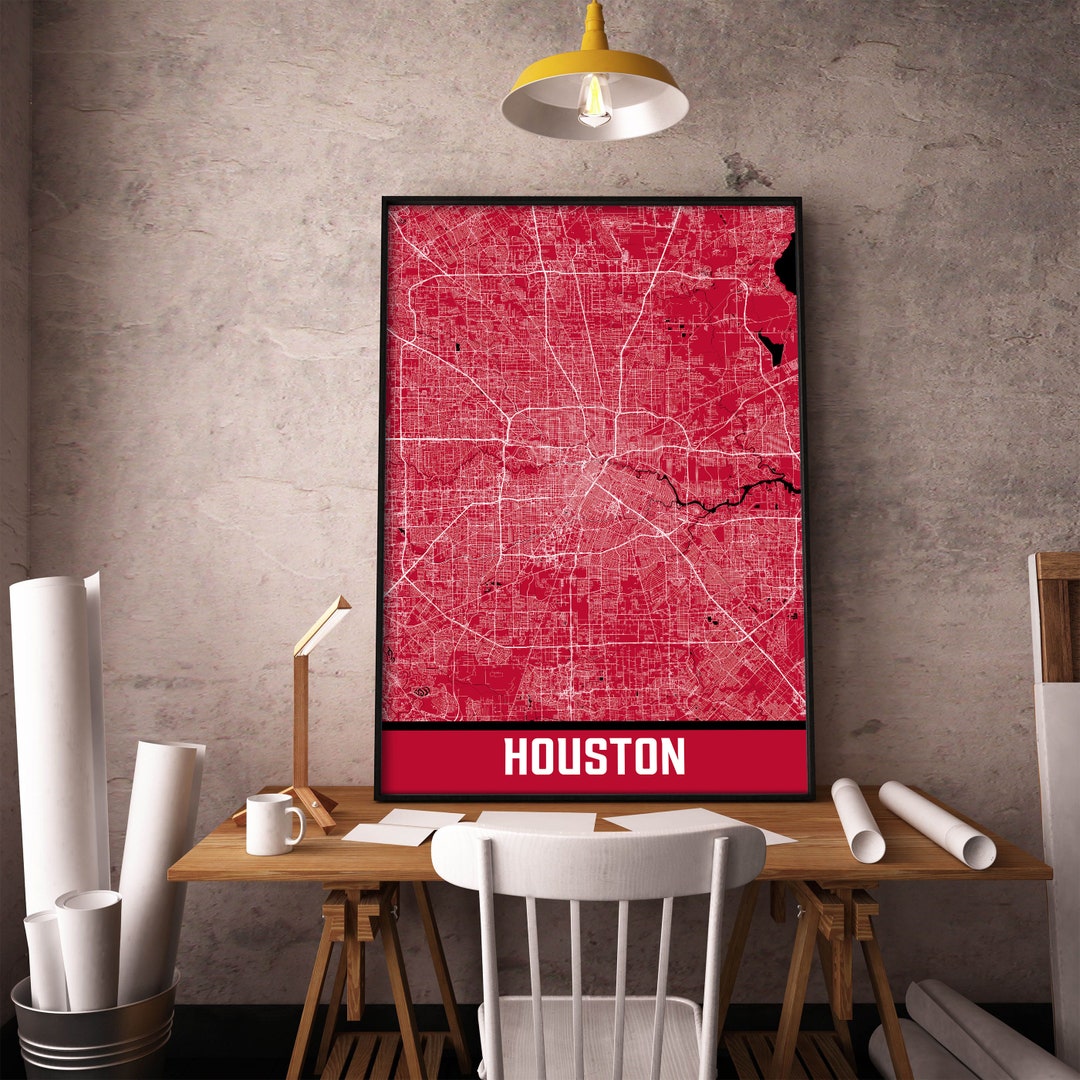 Houston Map Print, Houston Texas Map Wall Art, Houston Decor Print ...