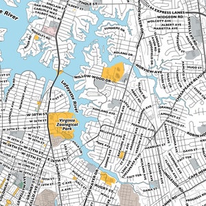 Norfolk Map Print, Street Names Norfolk Print, Printable Map of Norfolk ...