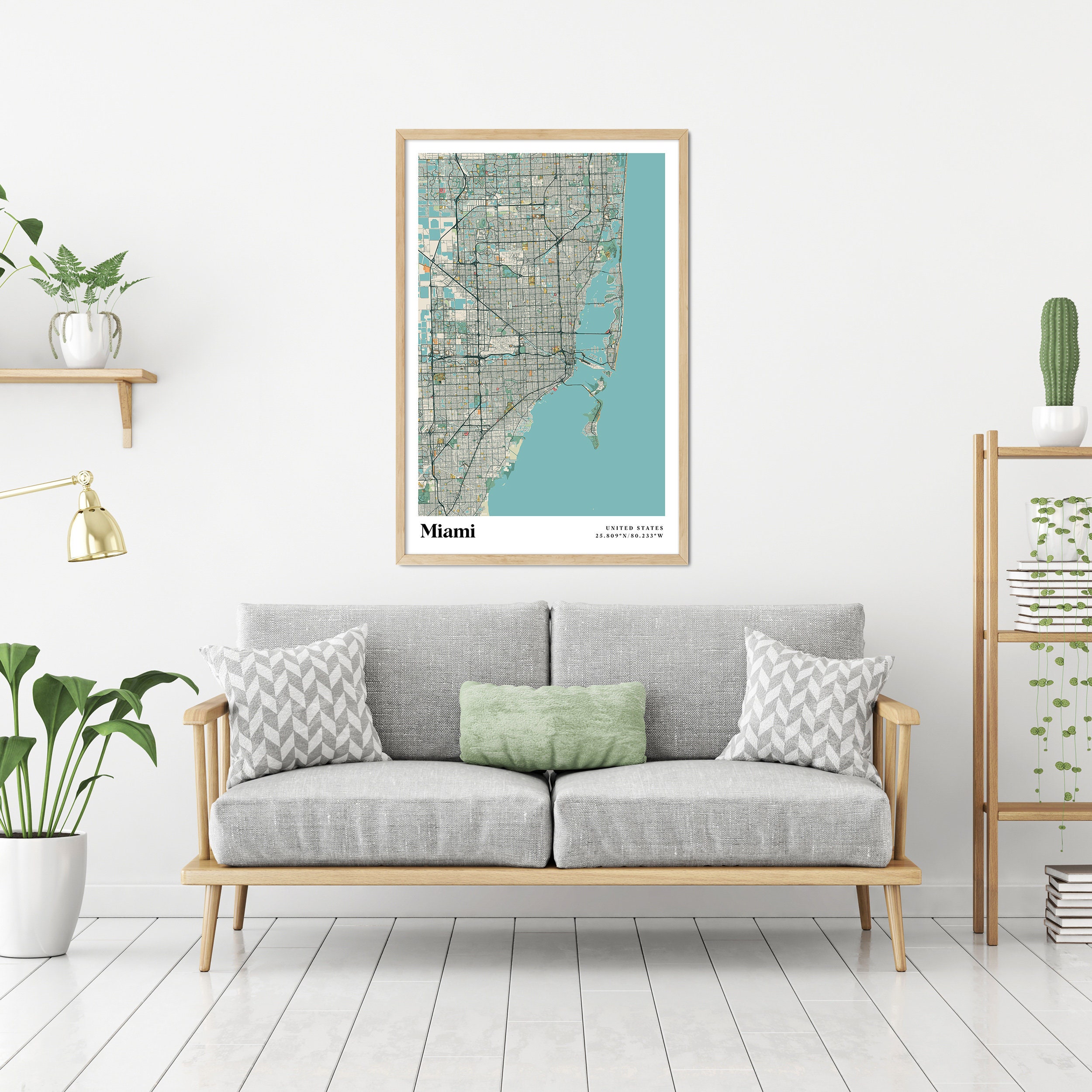 Miami Print Map Retro Miami Map Poster Vintage Miami Streets - Etsy