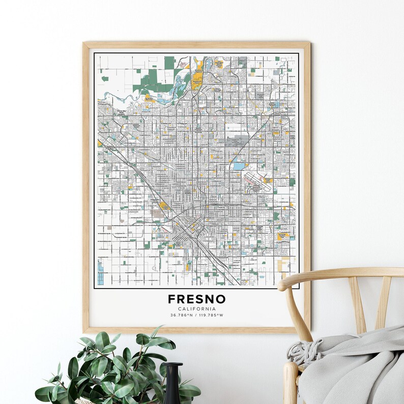 Fresno Map Print, Street Names Fresno Print, Printable Map of Fresno ...