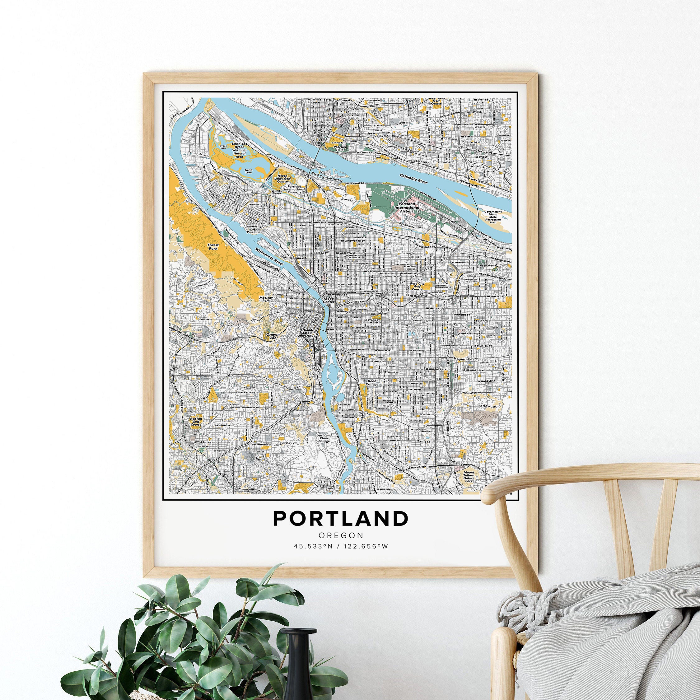 Portland Map Print, Street Names Portland Print, Printable Map of ...