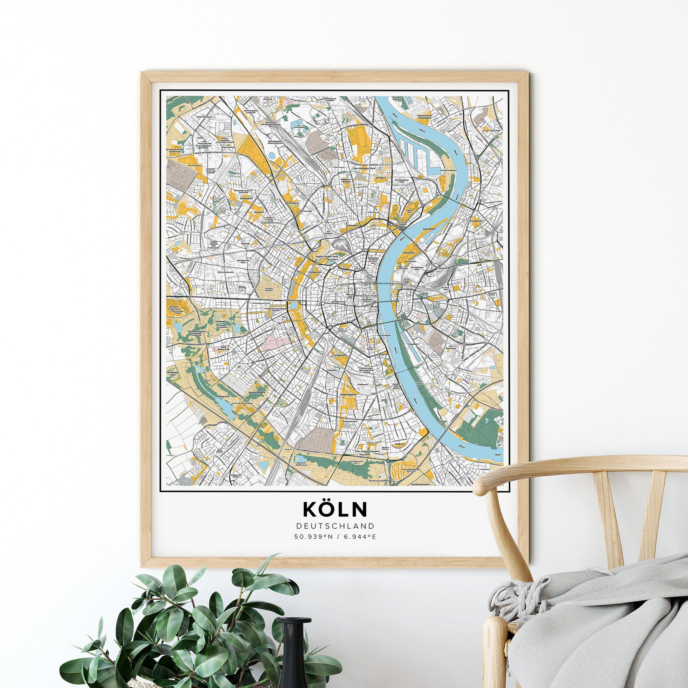 Cologne Map Print, Street Names Cologne Print, Printable Map of Cologne ...