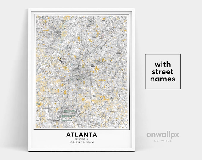 Atlanta Map Print Georgia GA USA Map Art Poster Fulton - Etsy