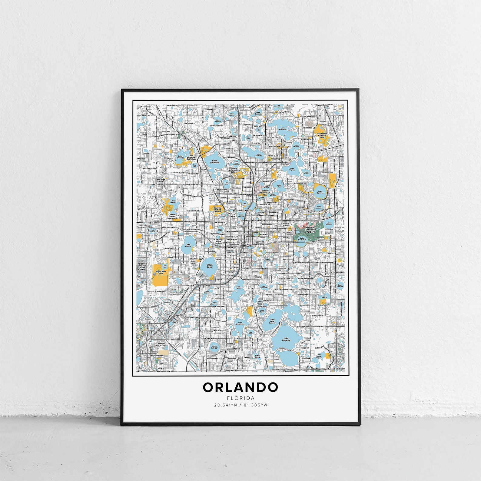Orlando Map Print Street Names Orlando Print Printable Map - Etsy