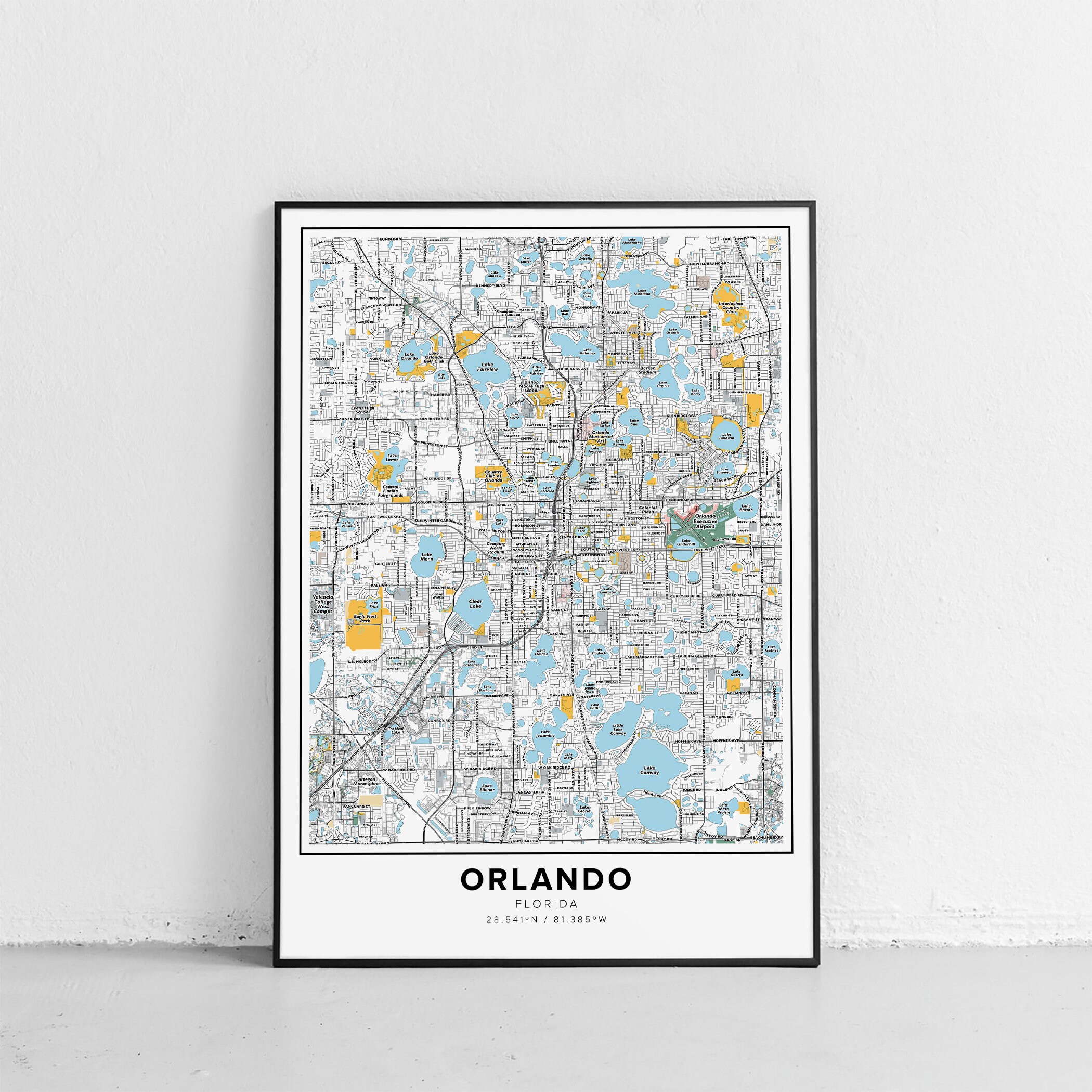 Orlando Map Print Street Names Orlando Print Printable Map - Etsy