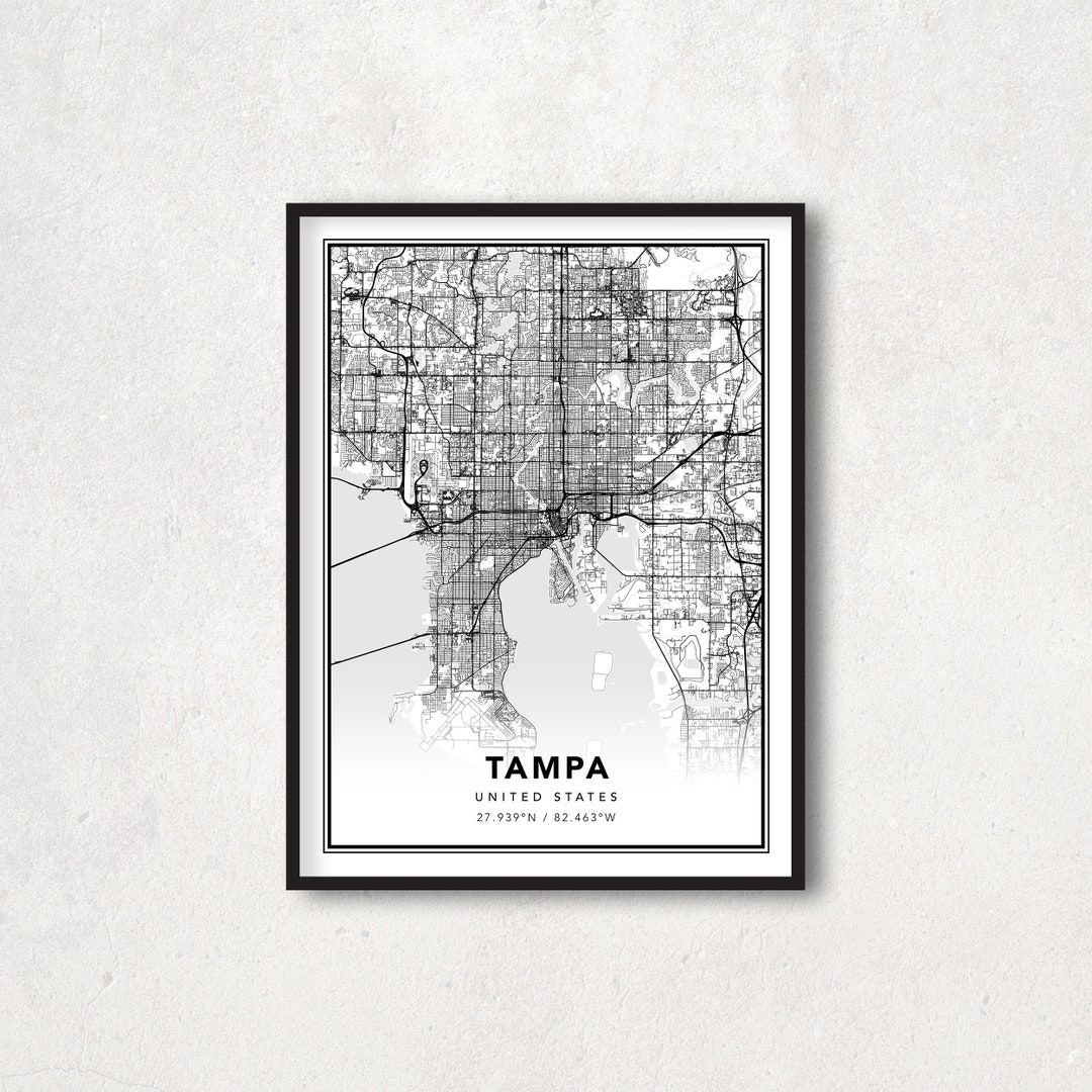 Tampa Map Print, Tampa Poster, Tampa Wall Art, Tampa City Map, Florida ...