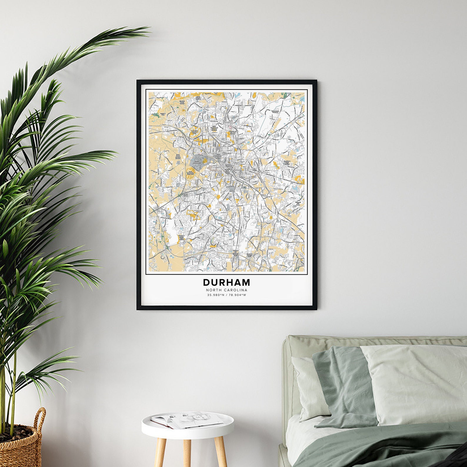 Durham Map Print, Street Names Durham Print, Printable Map of Durham ...