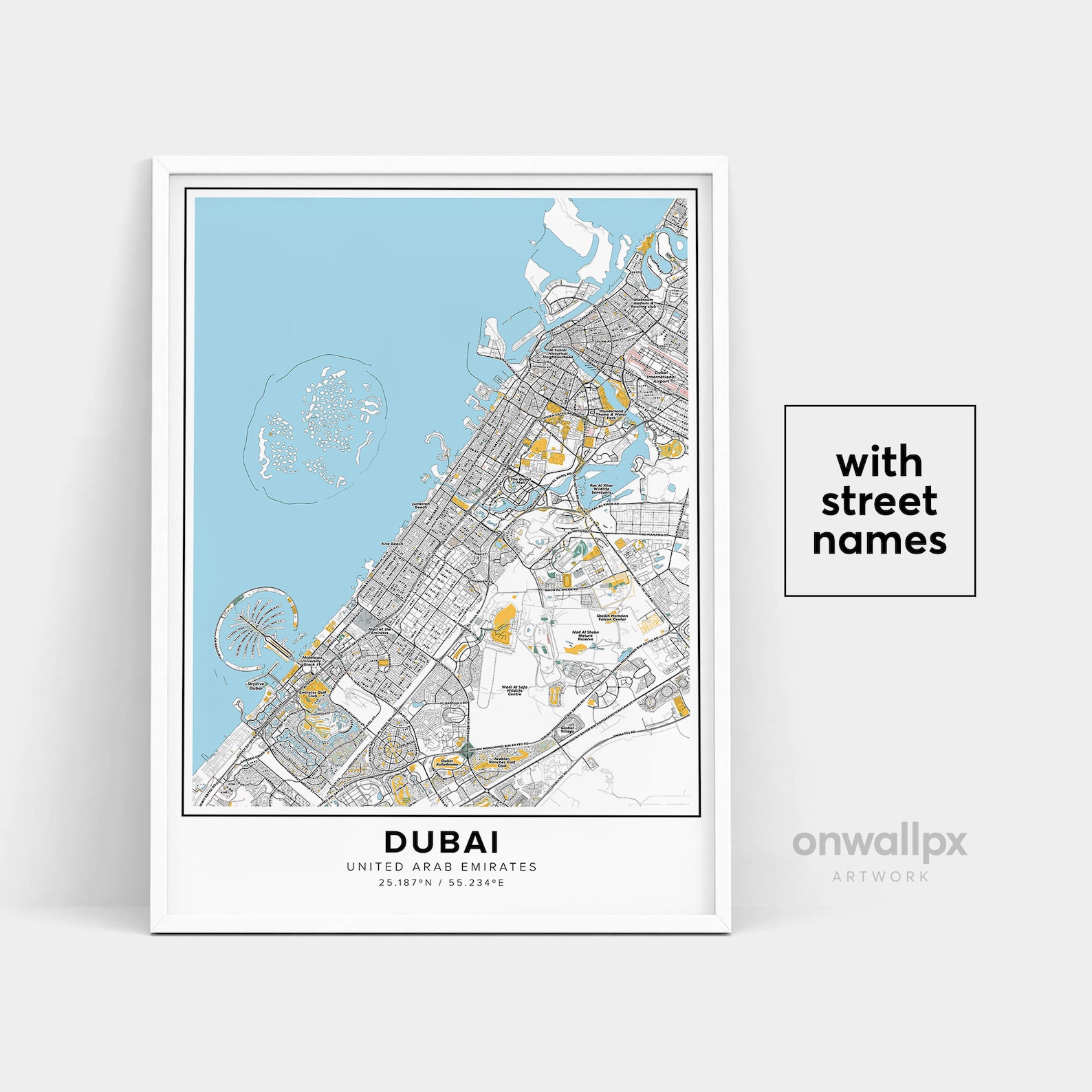Dubai Map Print, Street Names Dubai Print, Printable Map of Dubai, City ...