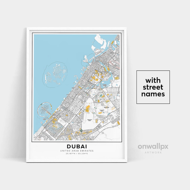 Digital Map of Dubai - Etsy UK