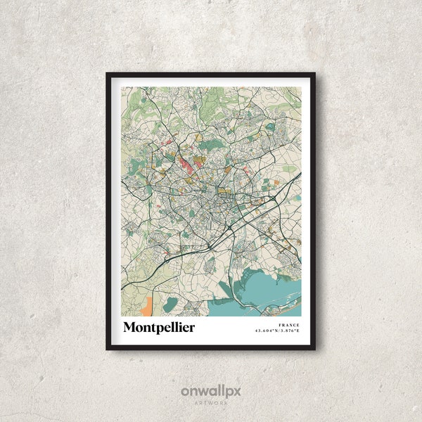 Montpellier Map Poster - Etsy