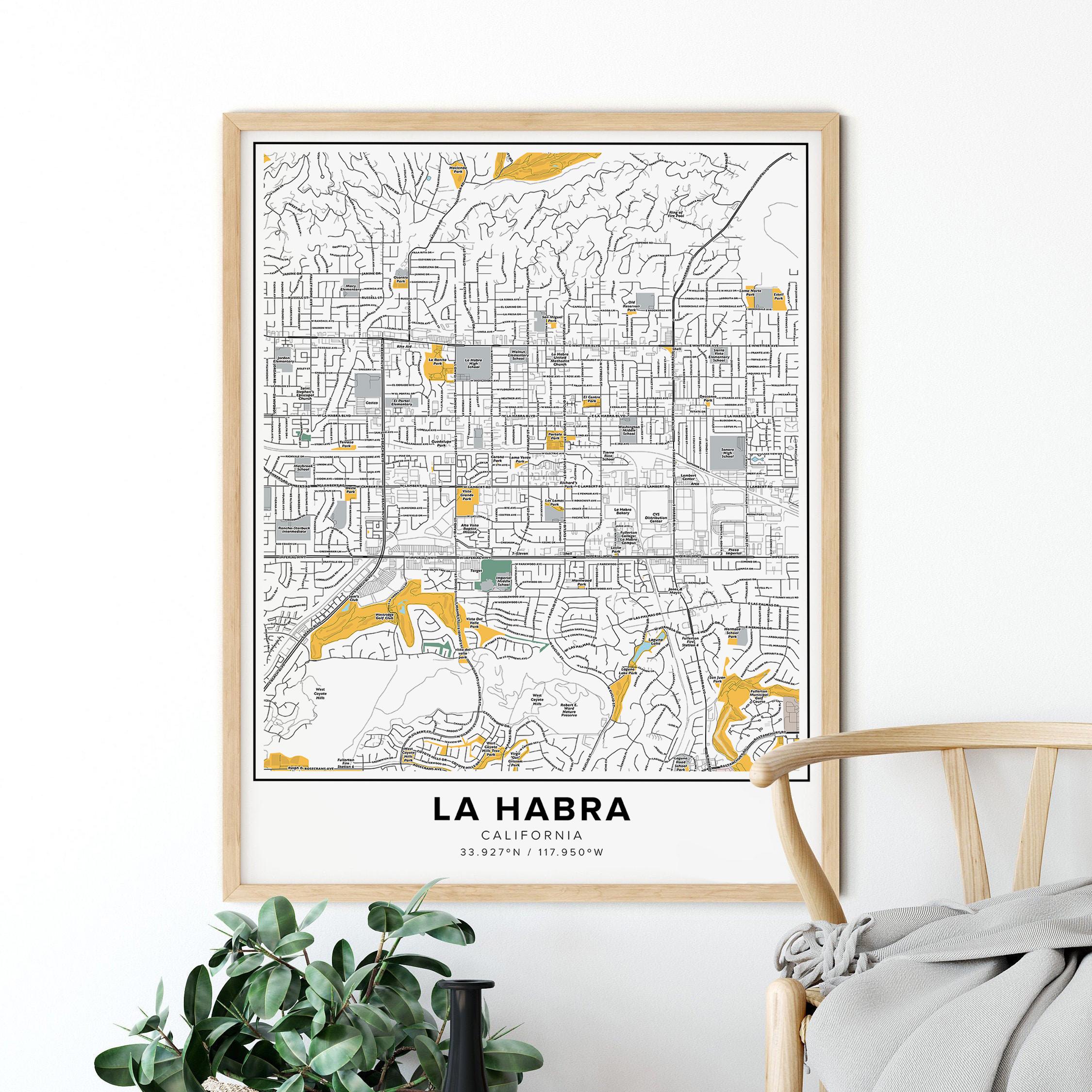 La Habra Map Print, Street Names La Habra Print, Printable Map of La ...