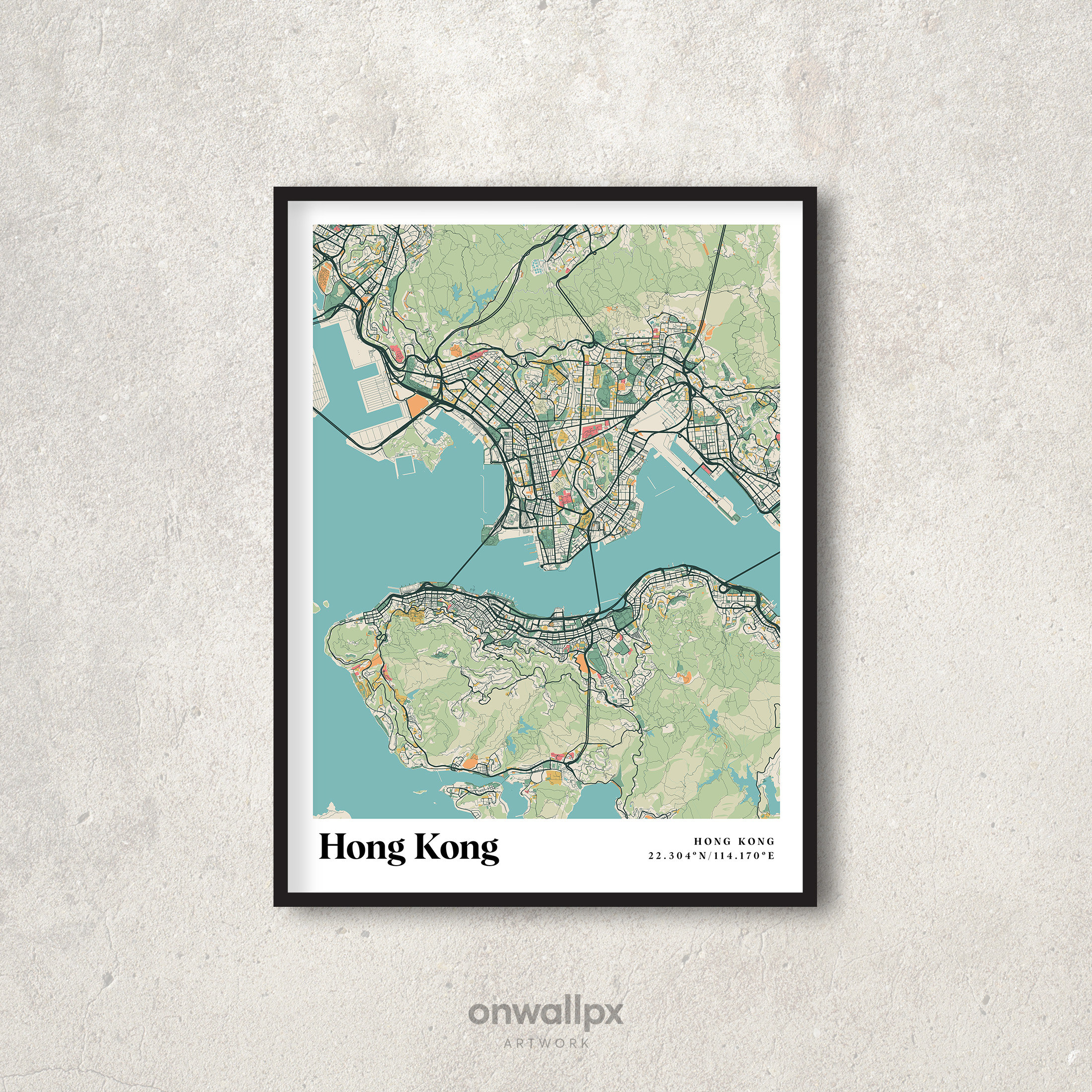 Hong Kong Map Poster Retro Hong Kong Decor Vintage Hong Kong - Etsy